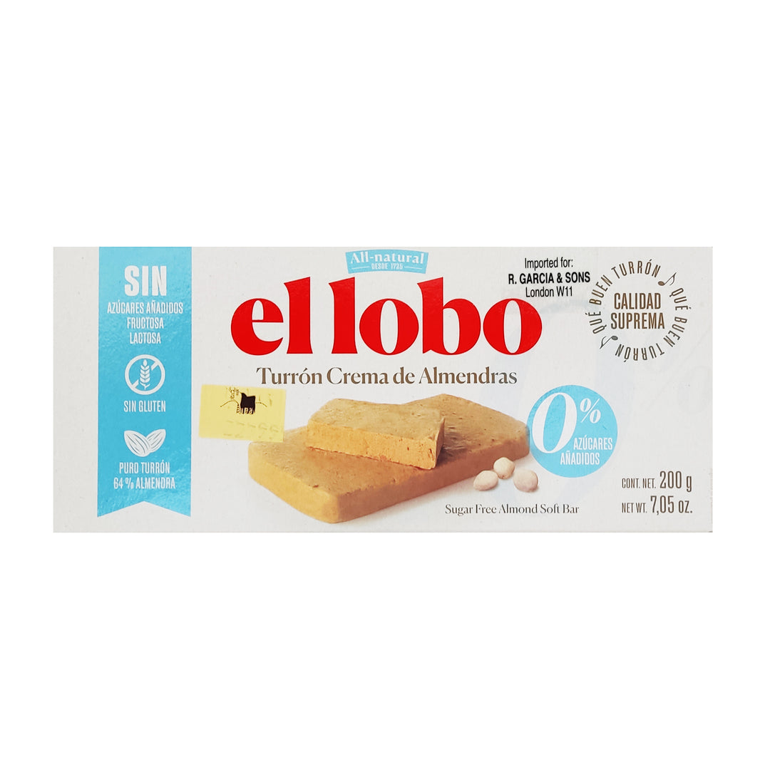 El Lobo - Turron Crema De Almendras - Sugar Free Almond Soft Bar - 200 ...